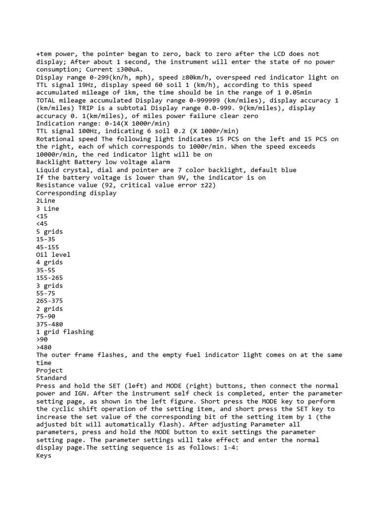 Speedometer and Tachometer Setup Guide | PDF | Liquid Crystal Display ...