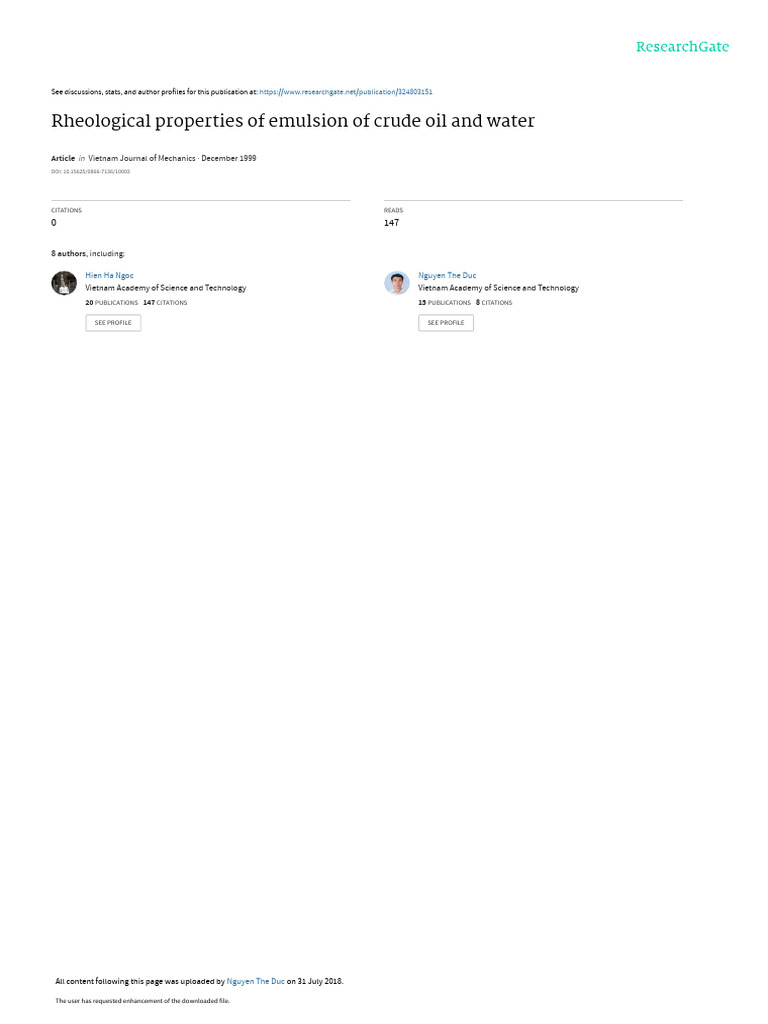 Rheological Properties of Emulsion of Crude Oil An | PDF | Rheology ...