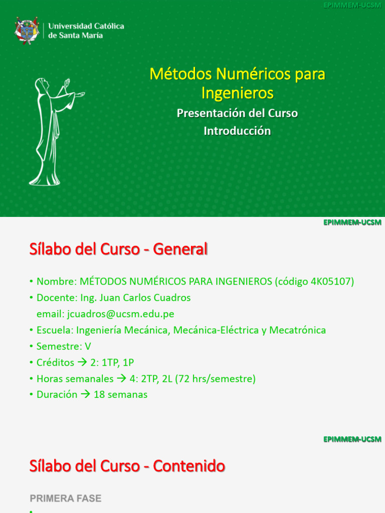 Métodos Numéricos - Presentación Del Curso - Introducción | PDF | Algoritmos | Análisis numérico