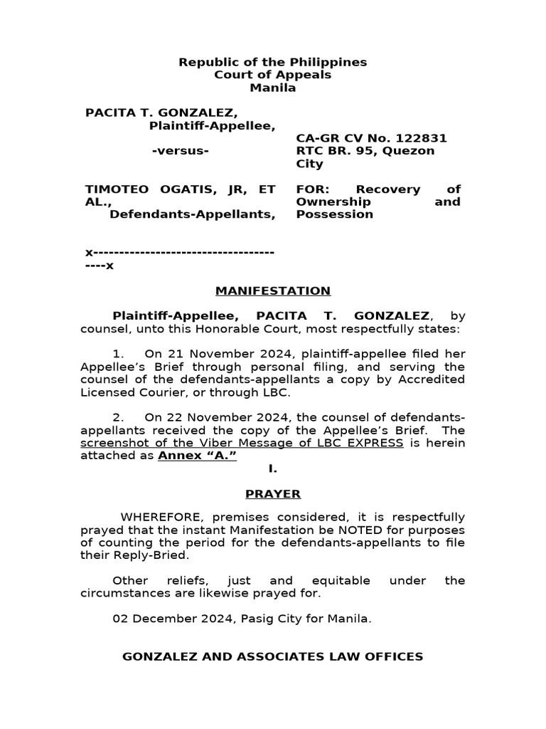 Manifestation of Reecipt Holy Spirit CA PTG | PDF | Affidavit | Justice