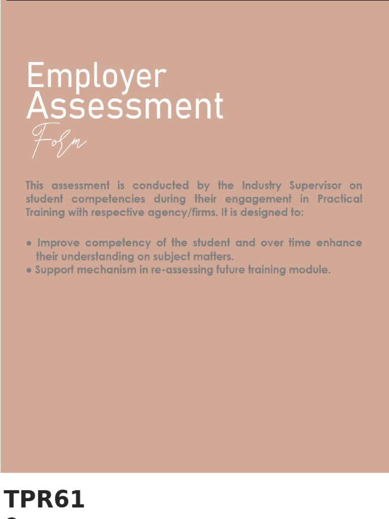Internship Performance Evaluation Form | PDF | Urban Planning | Rubric ...