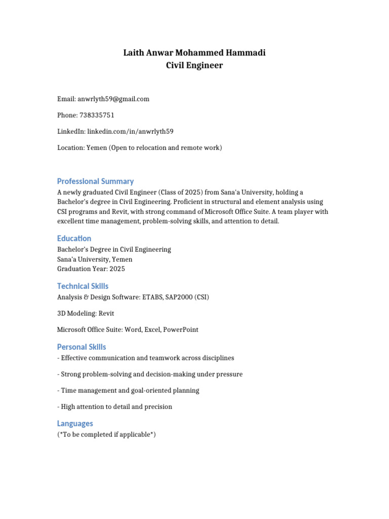 Laith Anwar CV English | PDF