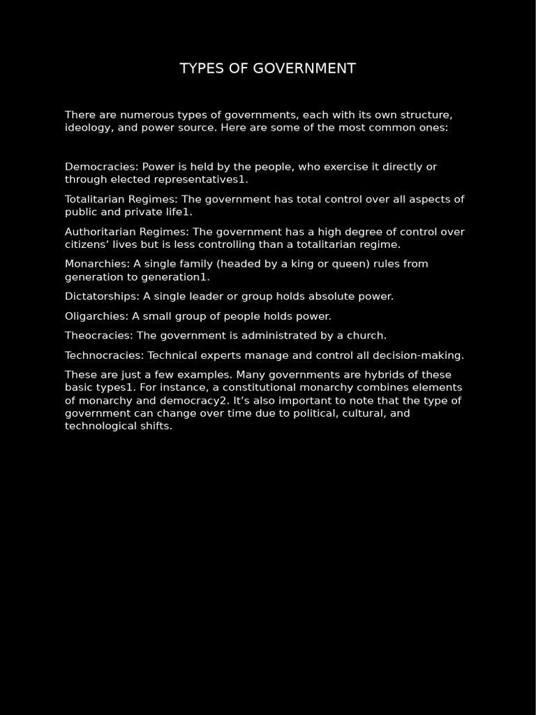 Types of Government | PDF