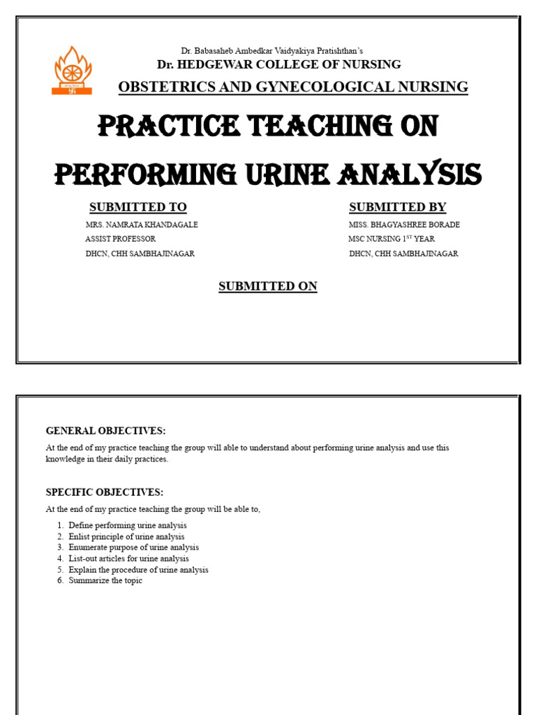 PRACTICE TEACHING ON URINE ANALYSIS | PDF