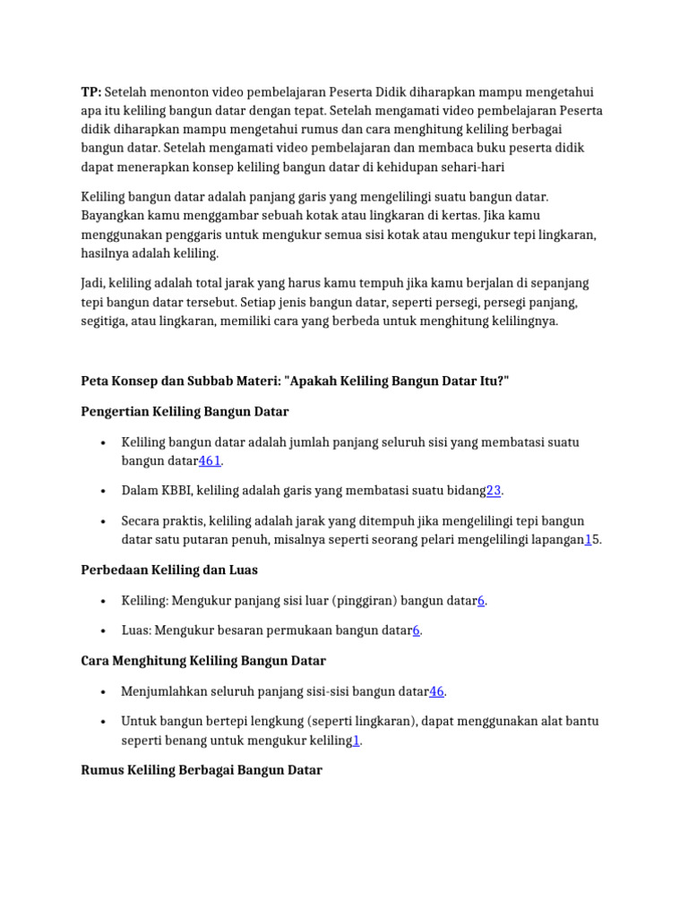 Peta Konsep Dan Subbab Materi MTK BUKU | PDF