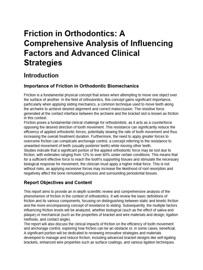 Friction in Orthodontics | PDF | Friction | Orthodontics