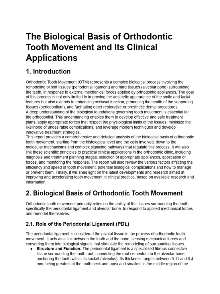 Biological Tooth Movement in Orthodontics | PDF | Bone | Inflammation