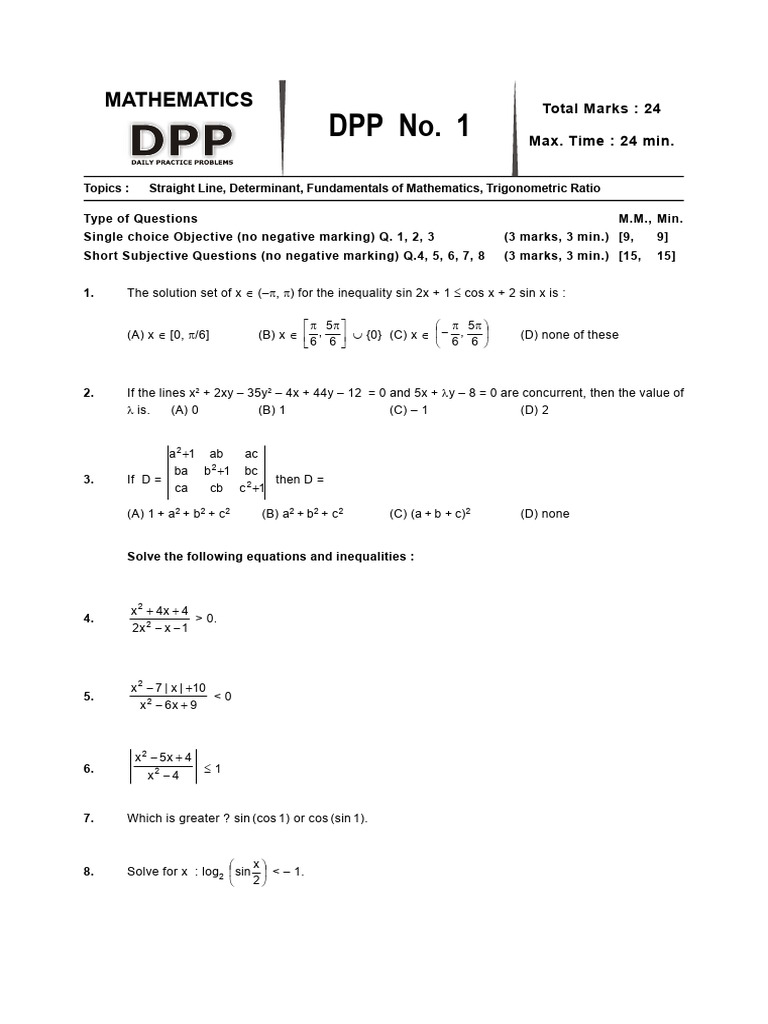 Straight Line Determinant Fundamentals of Mathematics Trigonometric ...