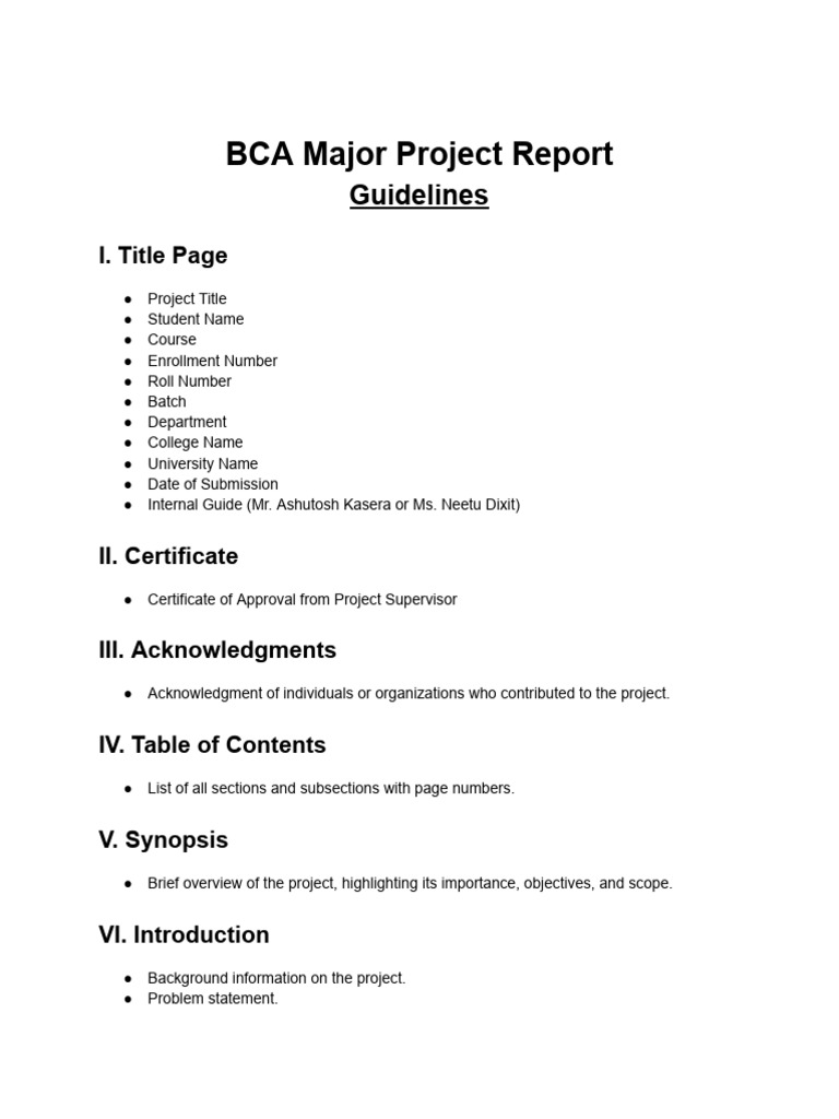BCA Major Project guidelines | PDF