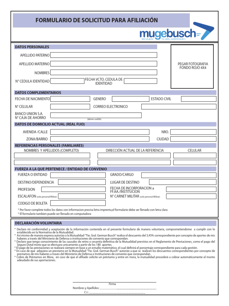 Formulario de Solicitud 2.0 Actual | PDF