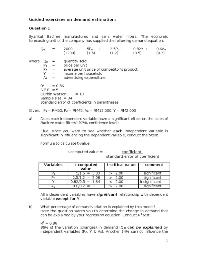 Practice Questions On Demand Estimation Latest | PDF | Demand | Price ...