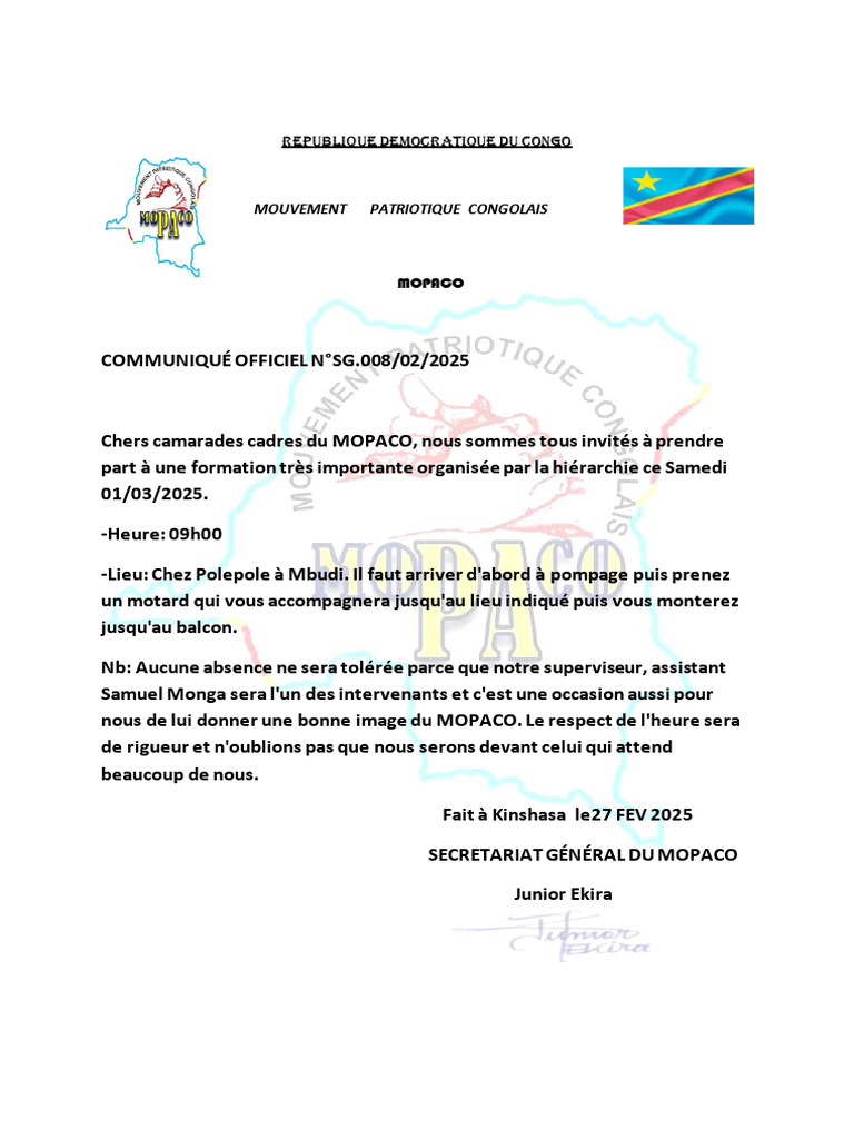 Formation et réunion MOPACO en mars 2025 | PDF