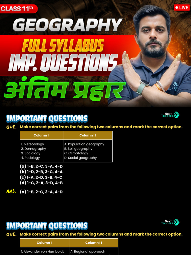Geography Important Question - Live - Class 11th | PDF | Humidity ...