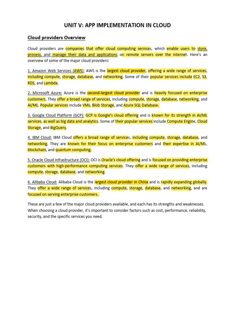 Unit 5 App Implementation in Cloud | PDF | Scalability | Cloud Computing