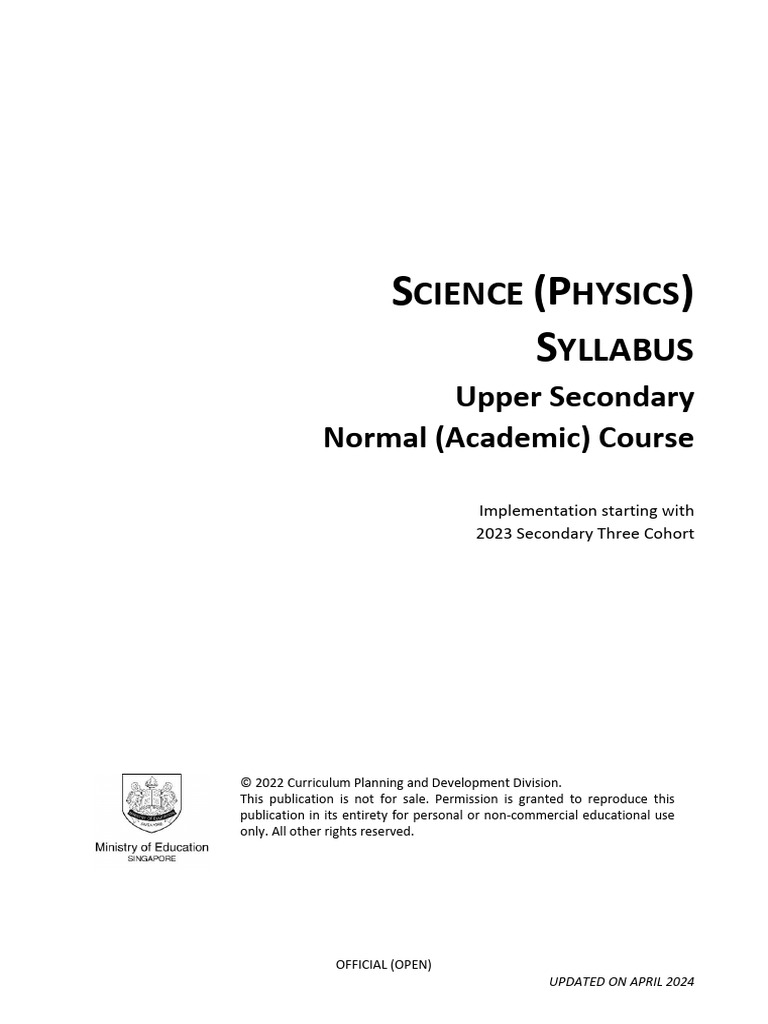 NLevel SciencePhysics Syllabus Updated 2024 | PDF | Force | Physics