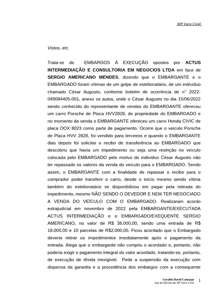 Embargos À Execução - Exceptio Non Rite Adimpleti Contractus ...