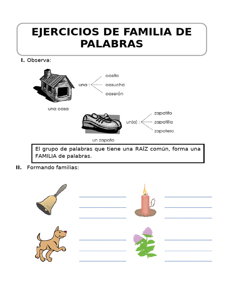 Ejercicios de Familias de Palabras | PDF
