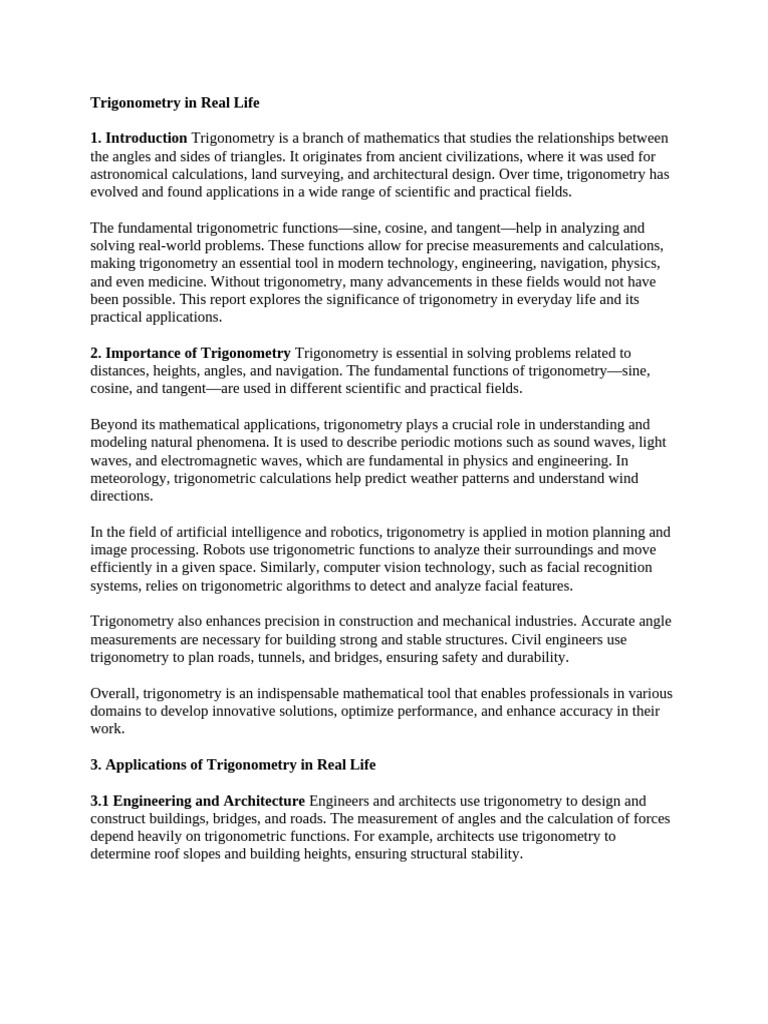 Trigonometry in Real Life | PDF | Trigonometry | Trigonometric Functions