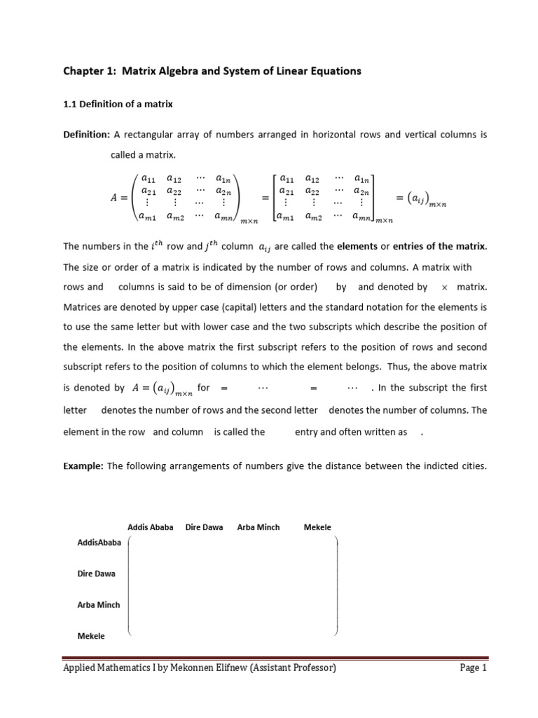 Unit 1 Matrix, Determinant and System | PDF | Matrix (Mathematics) | System Of Linear Equations