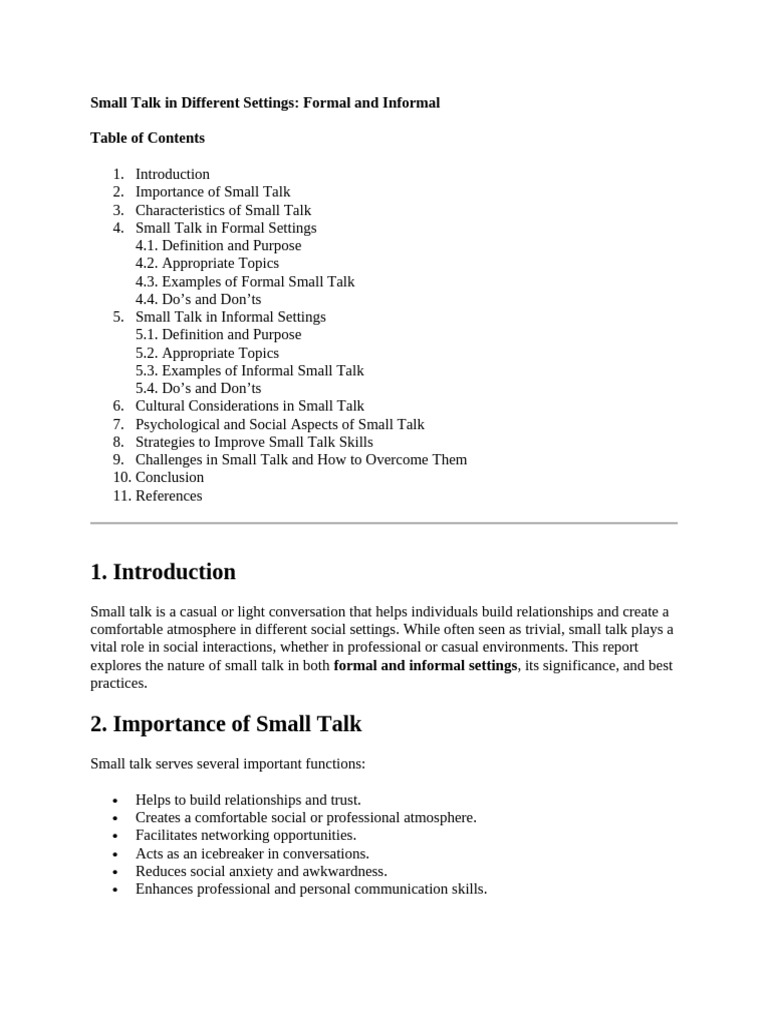 Mastering Small Talk: Formal vs Informal | PDF | Communication ...