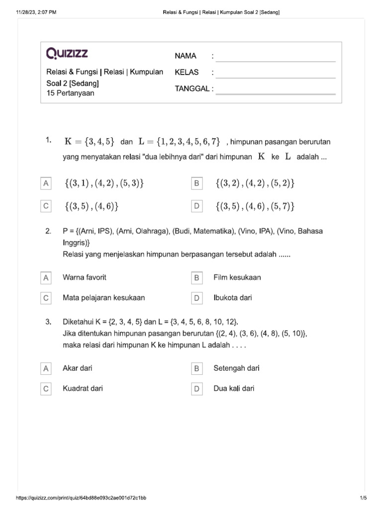 Relasi Dan Fungsi Nabila 2 | PDF