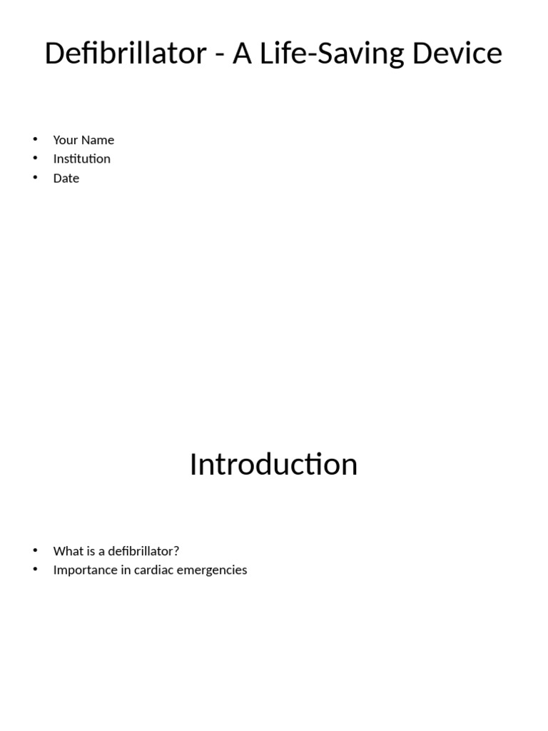 Defibrillator Presentation | PDF | Cardiac Arrest | Cardiopulmonary ...