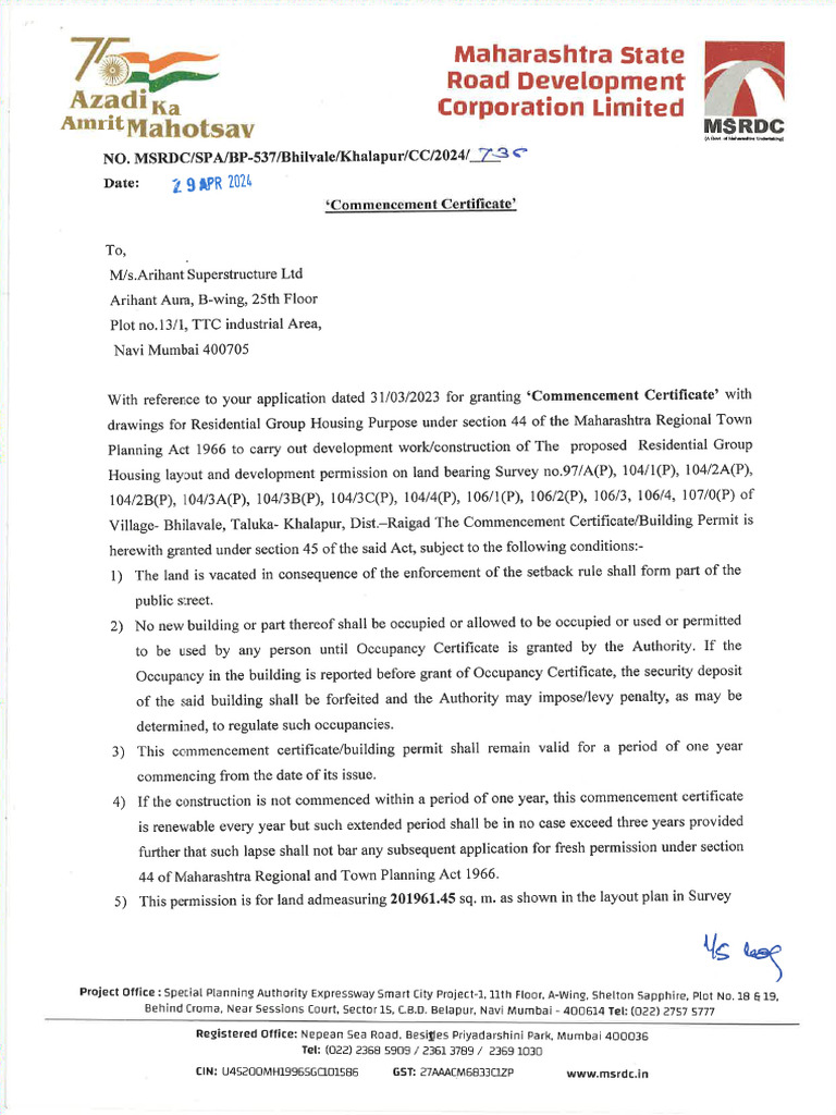 1 Commencement Certificates - NA Order For Plotted Development | PDF