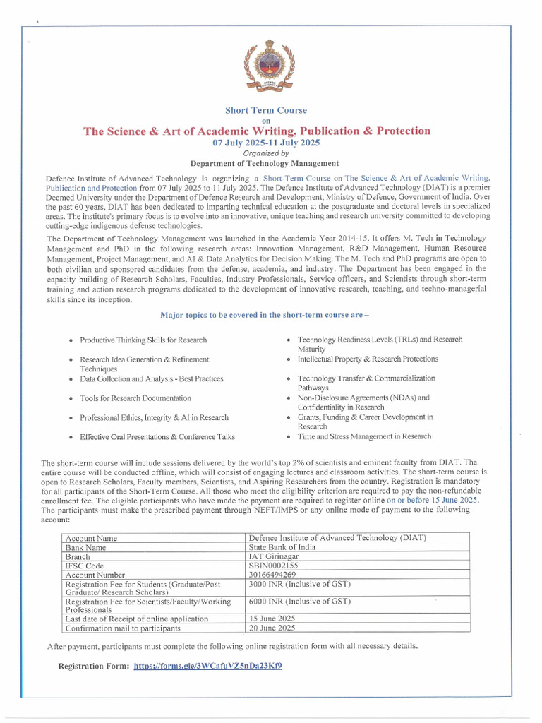 Short Term Course - Brochure | PDF