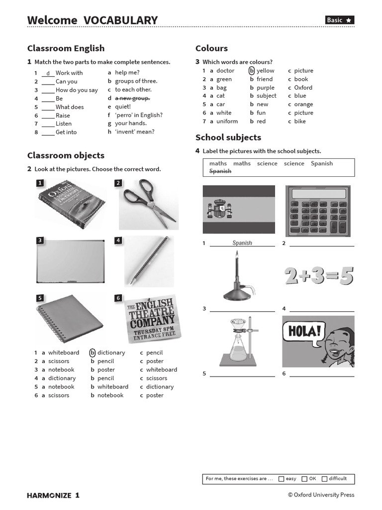 Harmonize 1 TRM Unit Welcome Worksheets | PDF | English Language ...