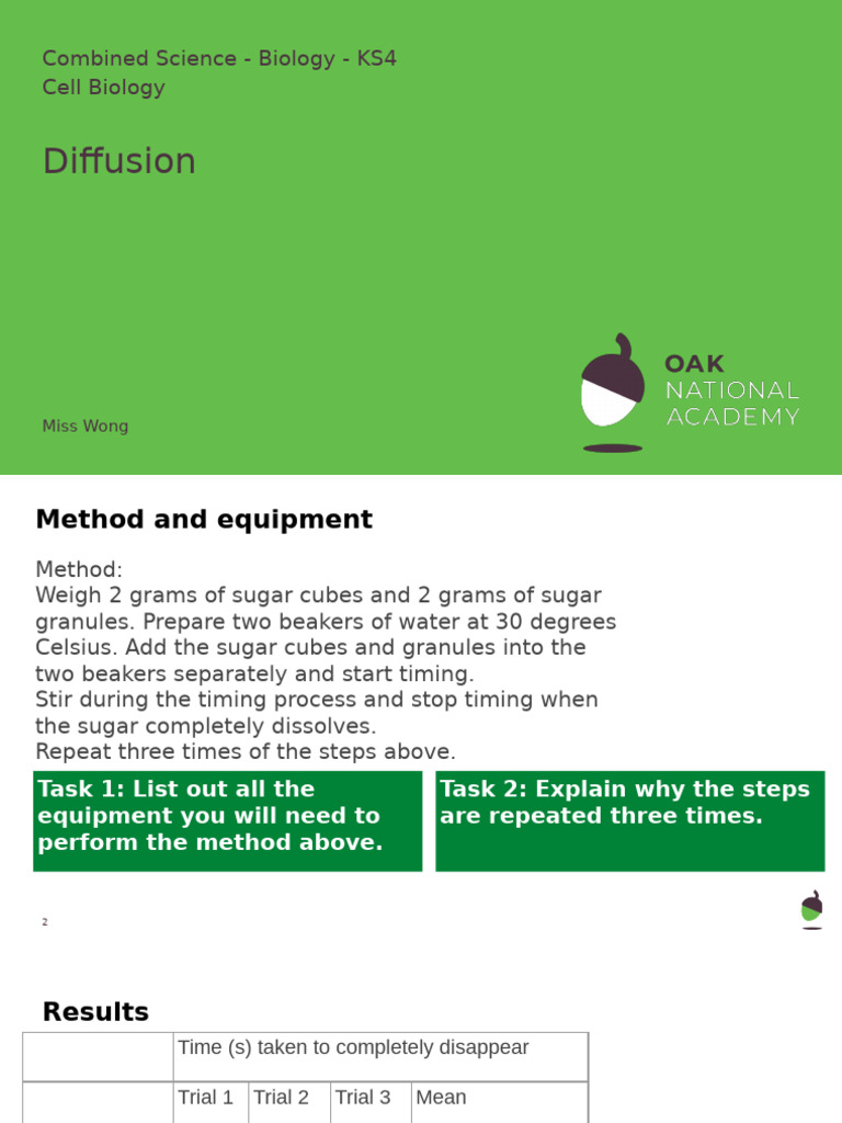 Diffusion - Worksheet Ver | PDF