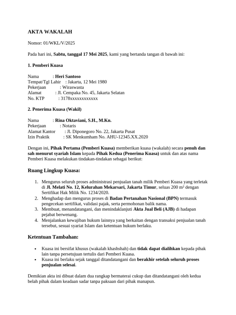 Contoh Akta Perjanjian | PDF