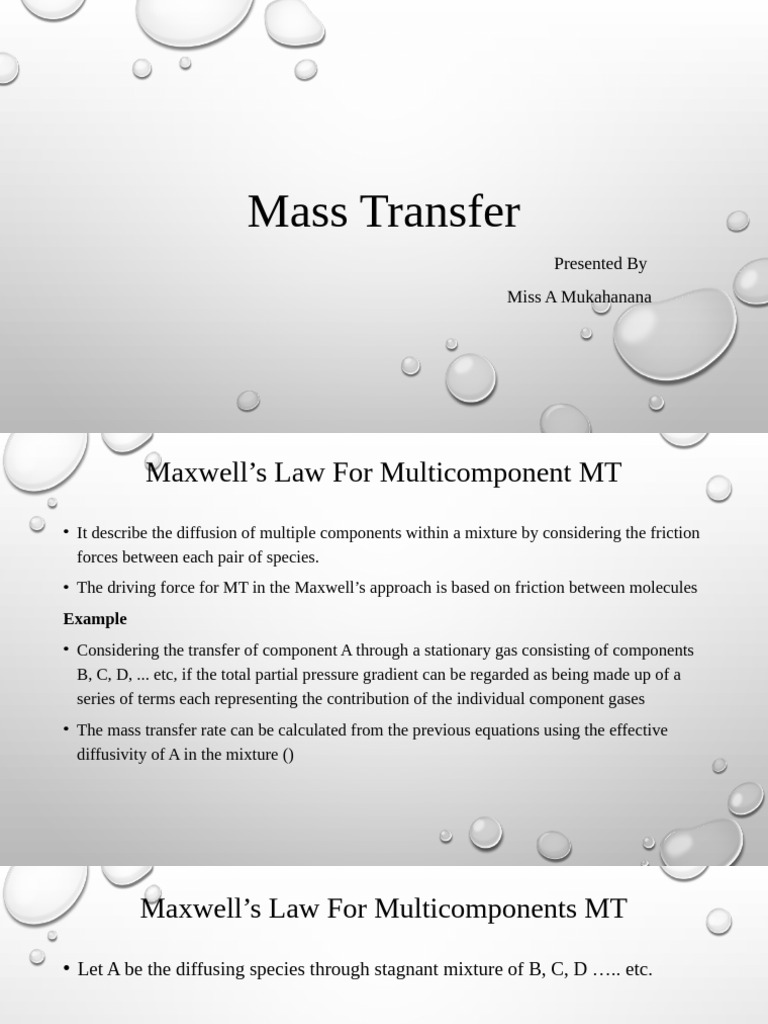 Maxwell's Law in Multicomponent Mass Transfer | PDF | Diffusion | Phase ...