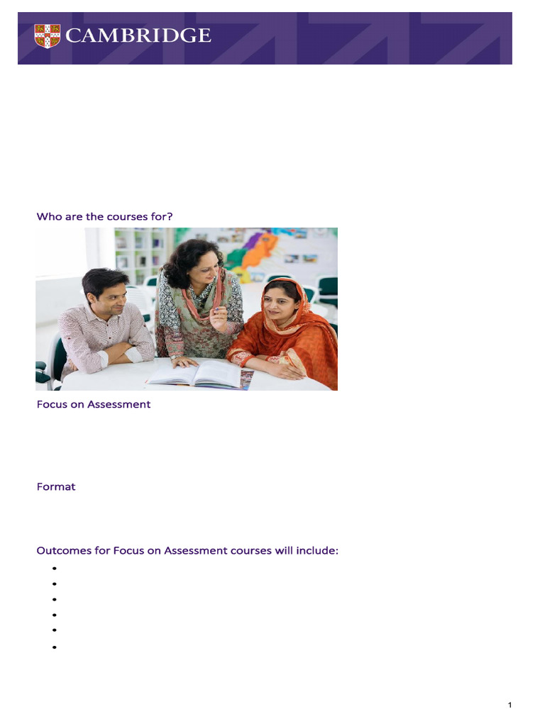 Cambridge Training: Focus on Assessment | PDF