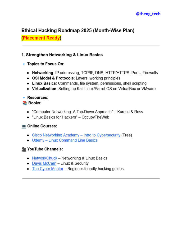 Ethical Hacking Roadmap 2025 | PDF | Security Hacker | Computer Security