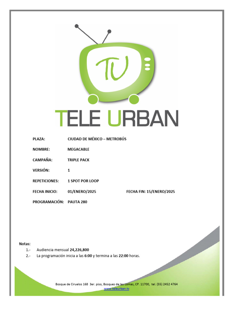 Metrobus-Cdmx - P - 280-Megacable-Triple Pack | PDF