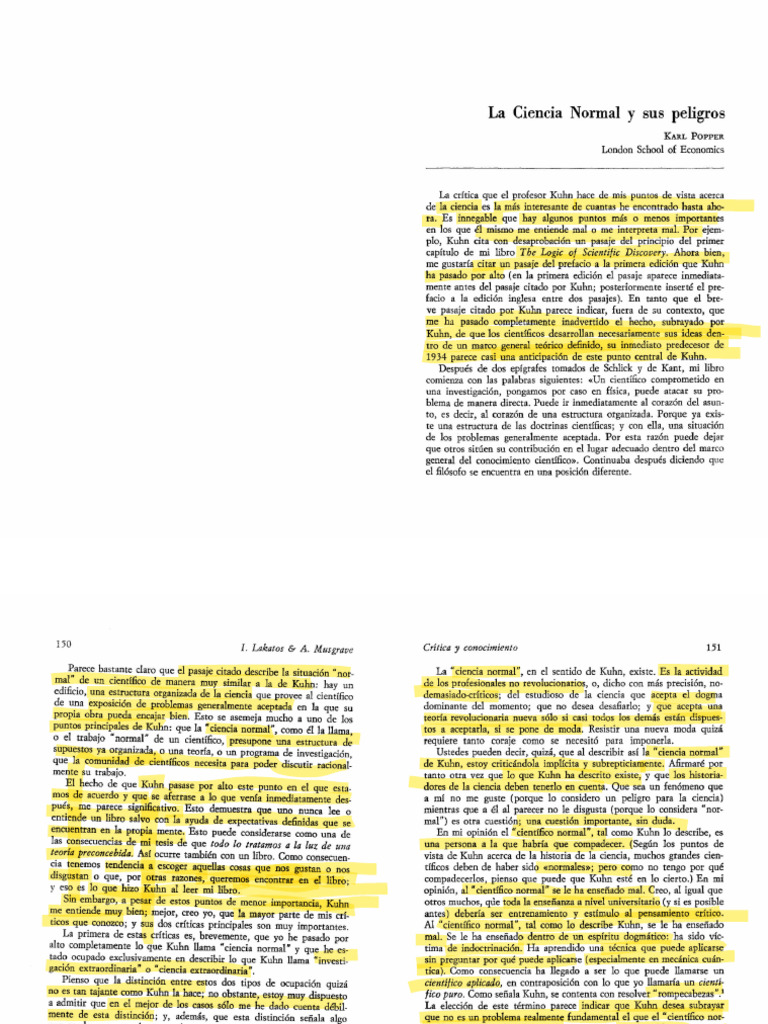 Popper la ciencia normal y sus peligros | PDF