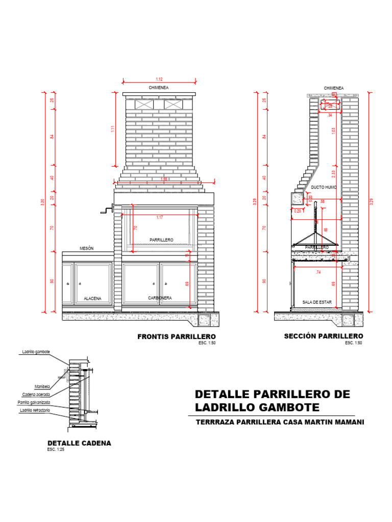 Planos y medidas de parrilleros de ladrillo | PDF