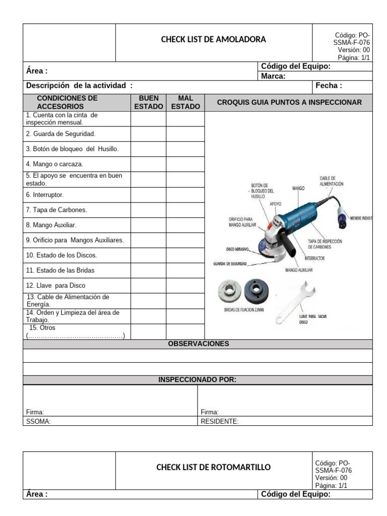 Check List de Equipos de Construcción | PDF