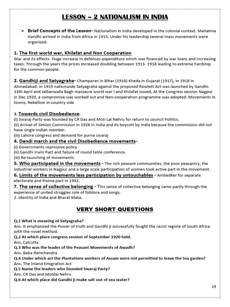 Nationalism in India | PDF | Mahatma Gandhi | Independence Movements