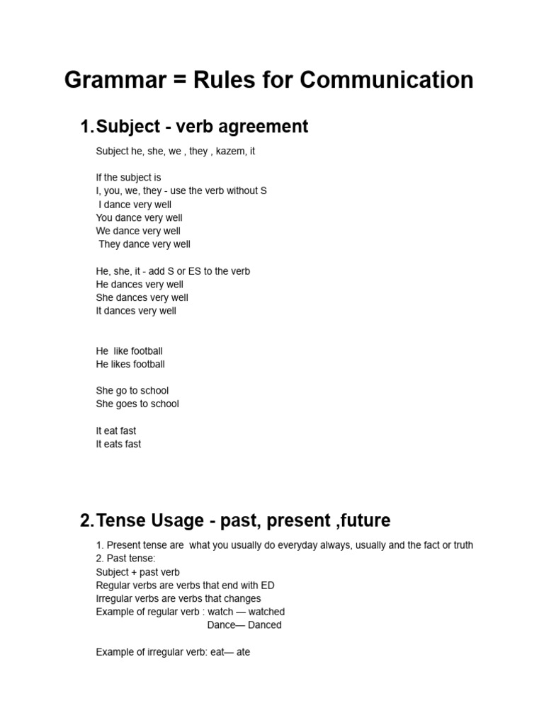Grammar Rules For Communication | PDF