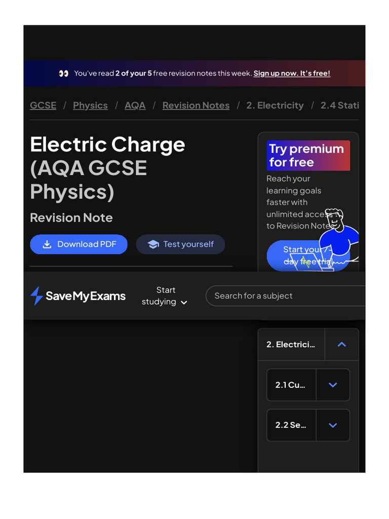 Electric Charge - AQA GCSE Physics Revision Notes 2018 | PDF | Atoms ...