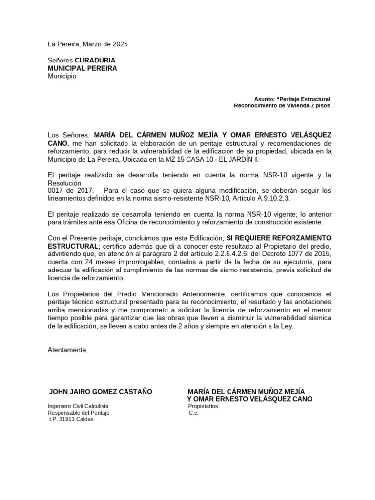 Peritaje Estructural | PDF | edificio | Hormigón