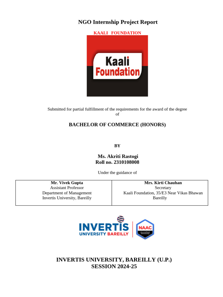 NGo Project Report | PDF | Non Governmental Organization | Sustainability