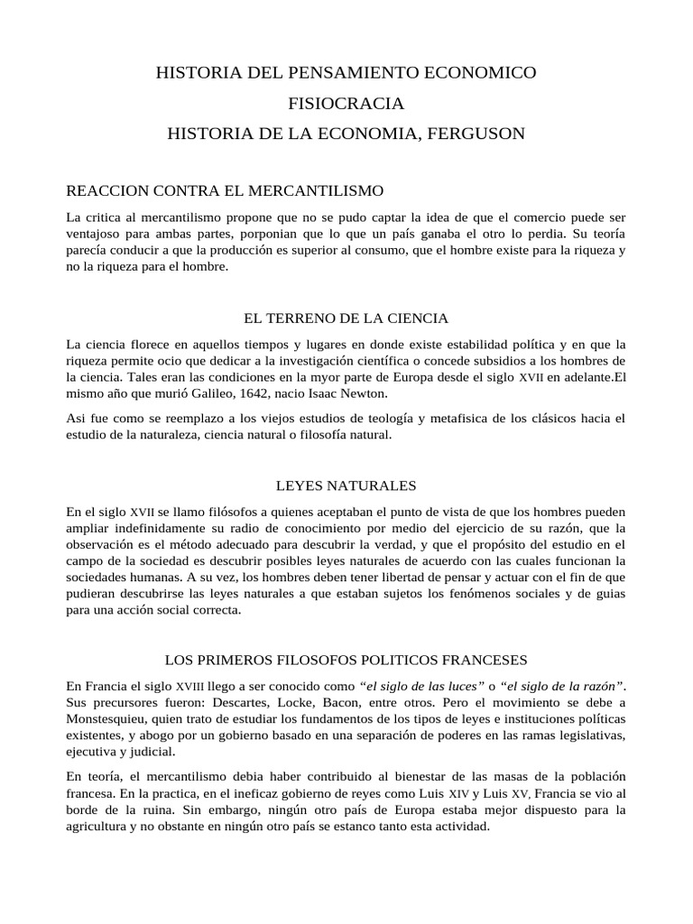 Fisiocracia: Orígenes y Principios Económicos | PDF | Riqueza ...
