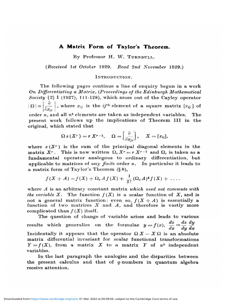 matrix form of taylors theorem | PDF | Matrix (Mathematics) | Function (Mathematics)