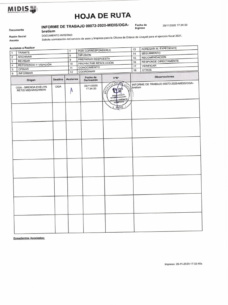 Informe de Trabajo #072 2020 Midis Oga Bretism | PDF