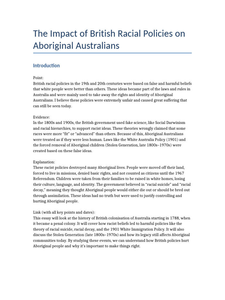Aboriginal Australians Essay Introduction | PDF
