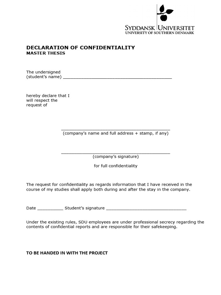 Declaration of Confidentiality | PDF