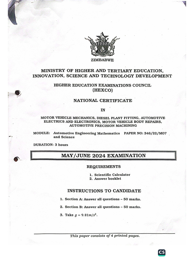 Eng Maths and Science May 2024 | PDF