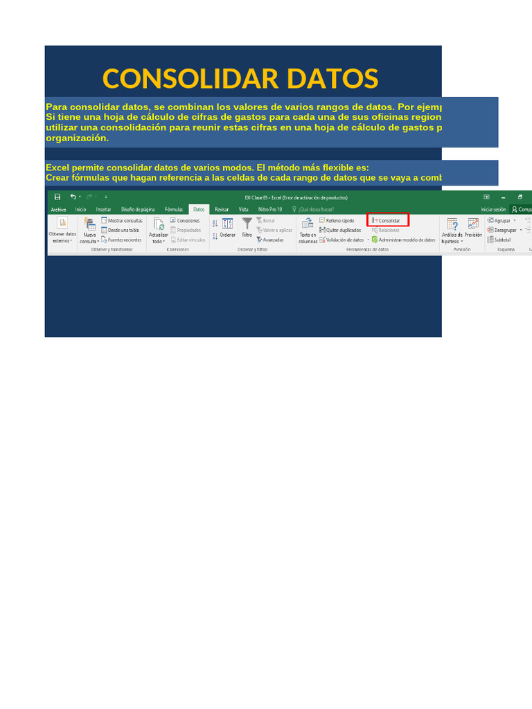 EXI Clase 05-Consolidar Datos Maurcio Torres | PDF | Hoja de cálculo